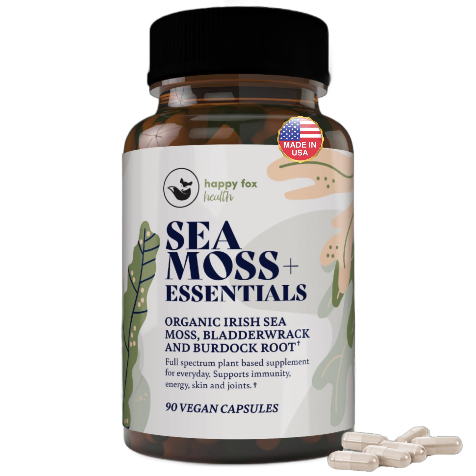 HAPPY FOX Irish Sea Moss Capsules with Burdock Root & Bladderwrack - A